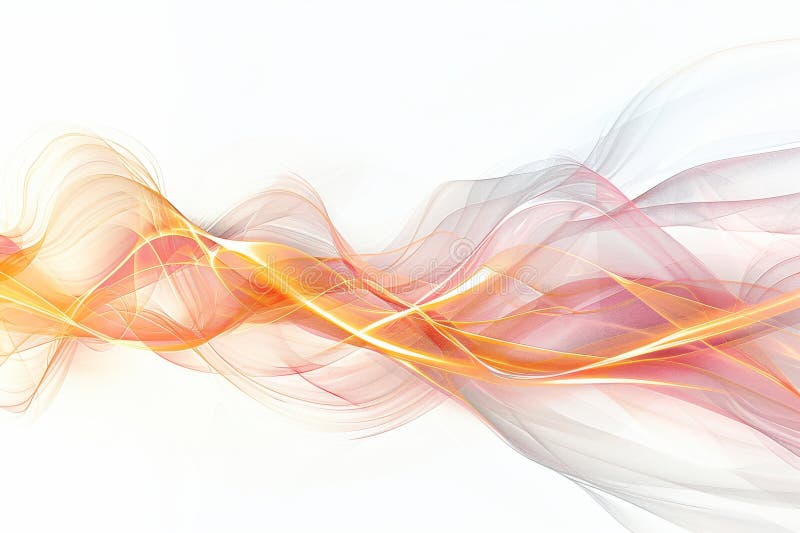 Abstract Energy Waves with Glowing Lines Against a Transparent White ...