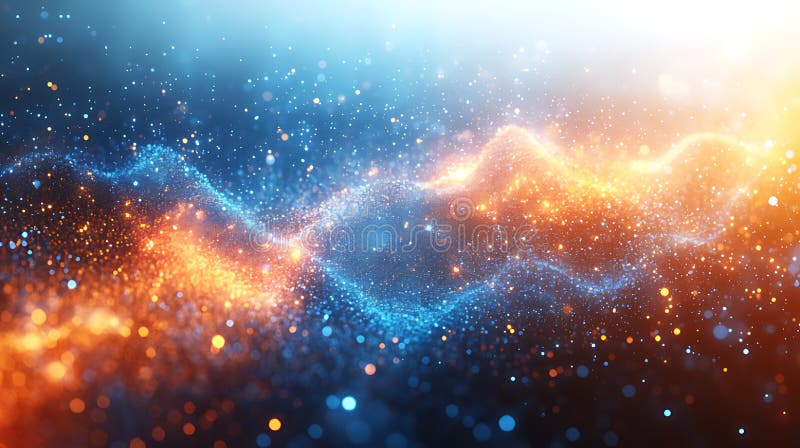 Abstract Energy Waves, Glowing Particles, Cosmic Background, Digital ...