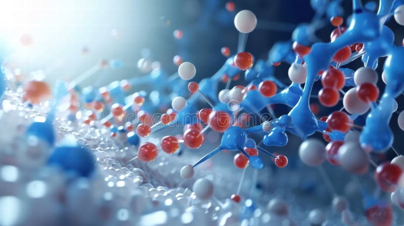 Abstract Enzyme and Protein Interaction Showing Molecular Reaction ...