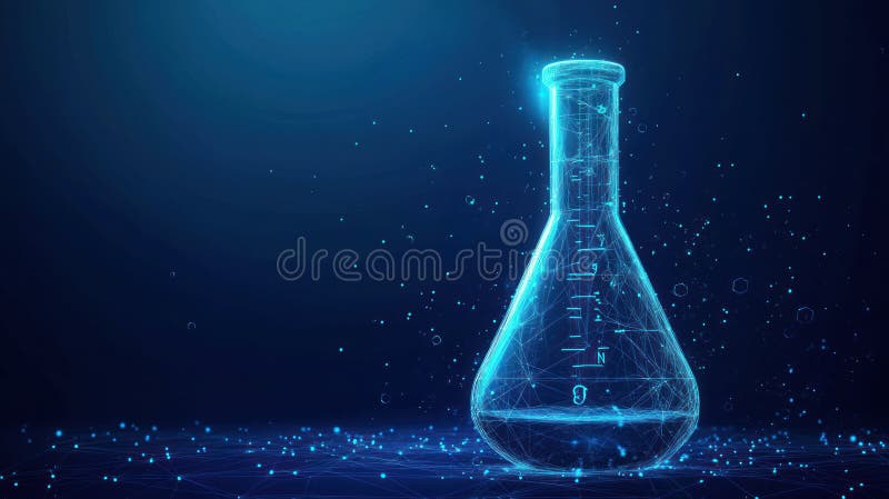 Abstract Erlenmeyer Flask on Dark Blue Background Stock Illustration ...