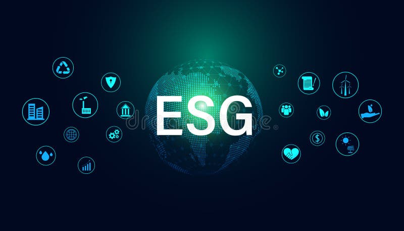 Abstract ESG Digital World High-Tech with Icon Concept Sustainable ...