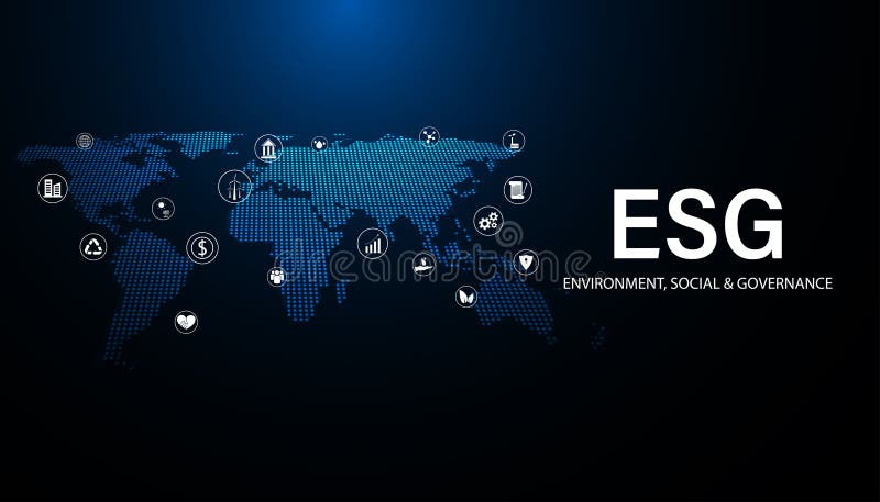 Abstract Esg With Map Icon Concept Sustainable Corporate Development