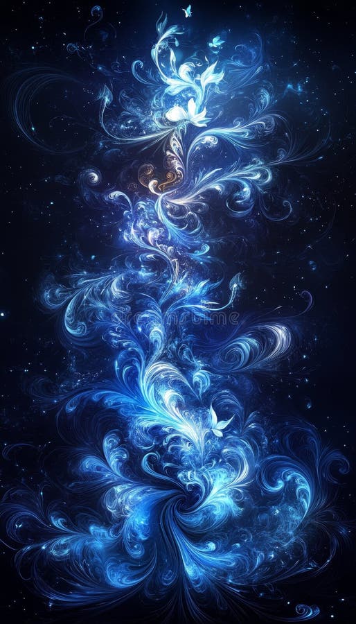 Abstract Ethereal Background, Blue and White Flowing Waves, Background ...