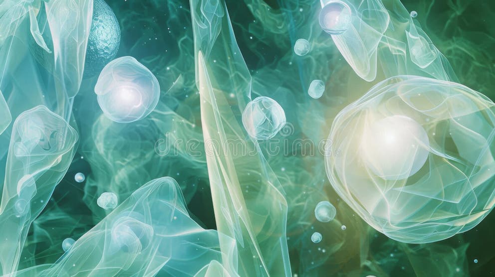 Abstract Ethereal Background with Floating Spheres and Light Stock ...