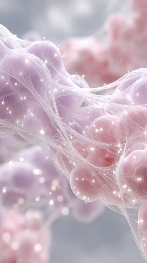 Abstract Ethereal Network of Pink and Purple Glowing Spheres in a ...