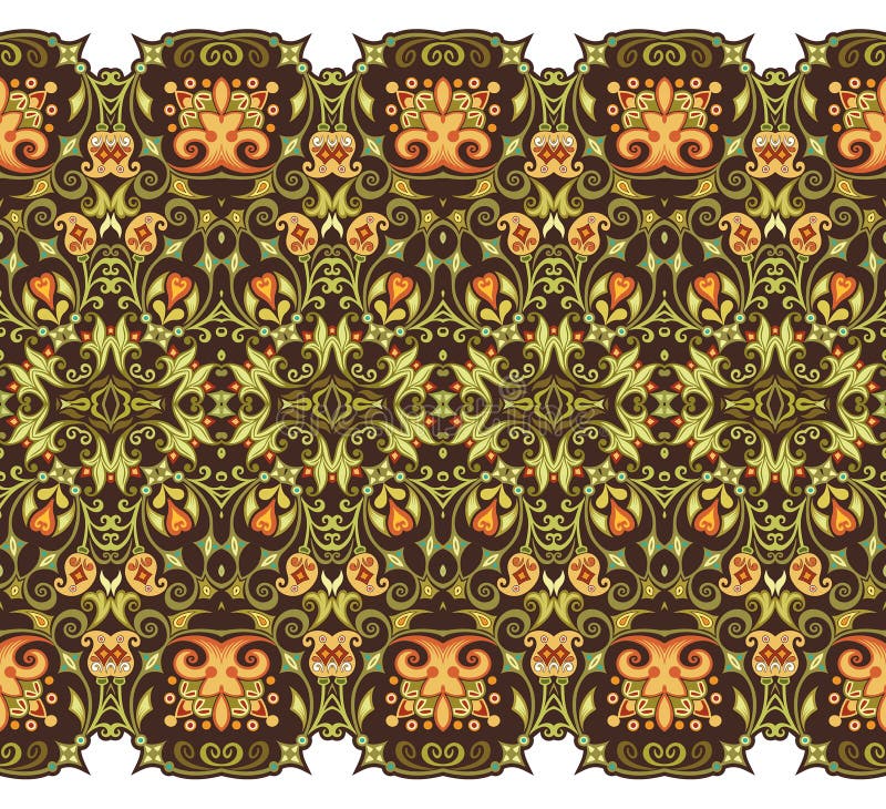 Abstract Ethnic Nature Tile Stripe Seamless Border Stock Illustration ...