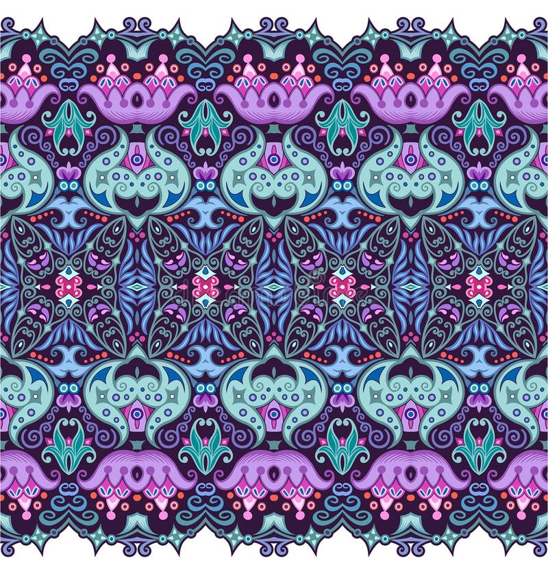 Abstract Ethnic Nature Tile Stripe Seamless Border Stock Illustration ...