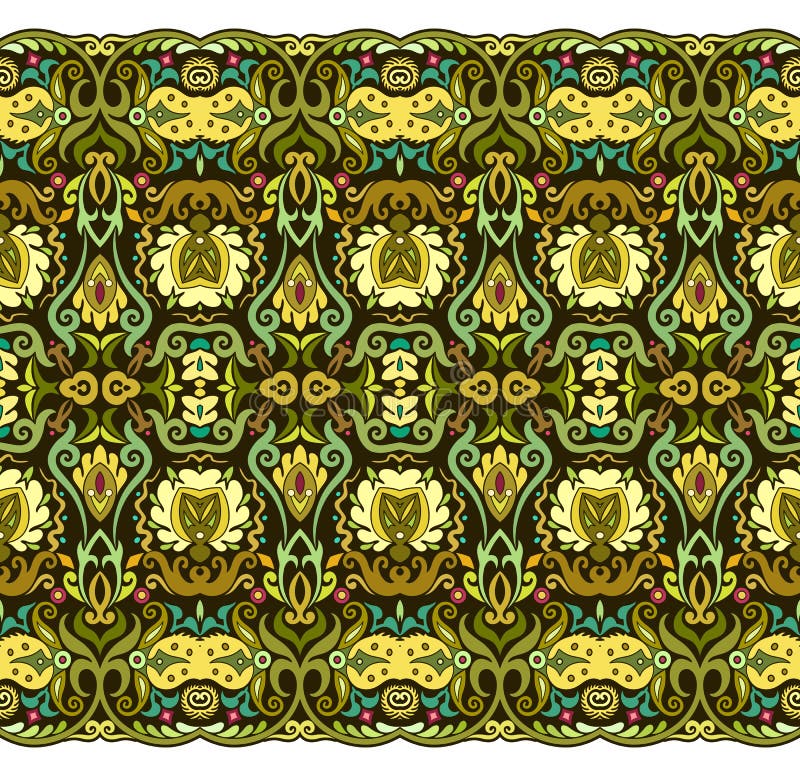 Abstract Ethnic Nature Tile Stripe Seamless Border Stock Vector ...