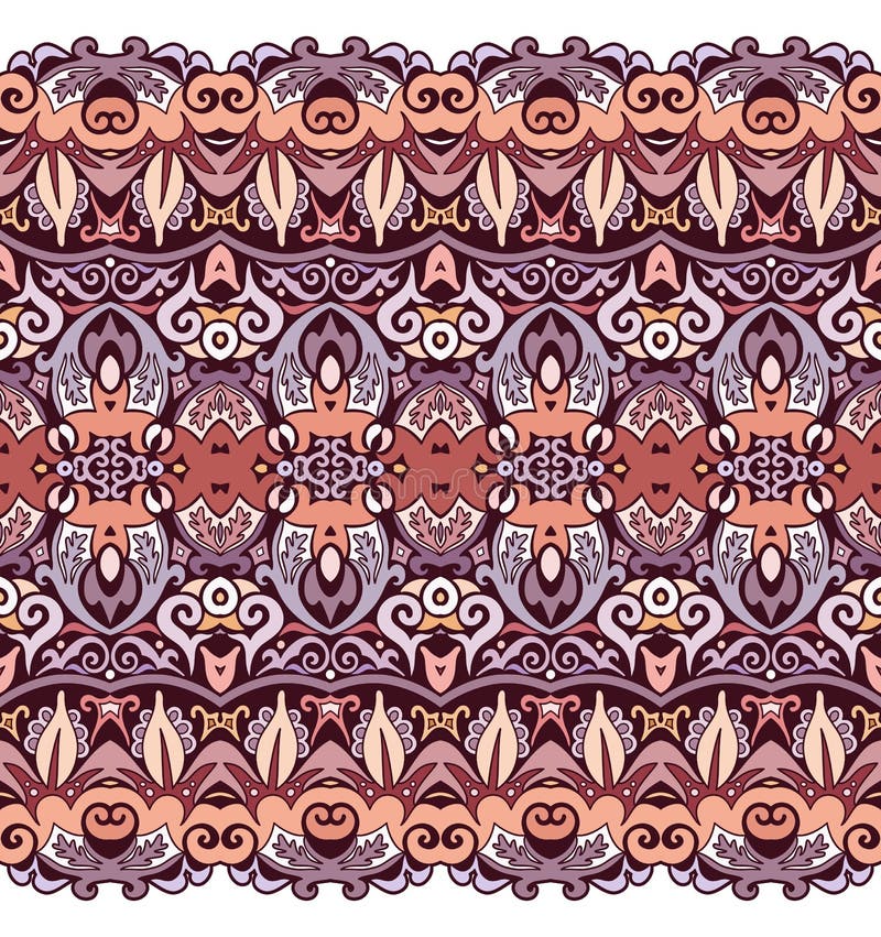 Abstract Ethnic Nature Tile Stripe Seamless Border Stock Vector ...