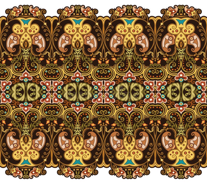 Abstract Ethnic Nature Tile Stripe Seamless Border Stock Vector ...