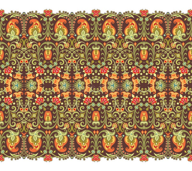 Abstract Ethnic Nature Tile Stripe Seamless Border Stock Vector ...