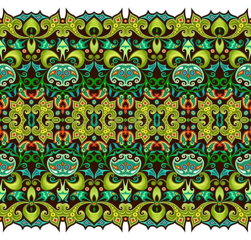 Abstract Ethnic Nature Tile Stripe Seamless Border Stock Vector ...