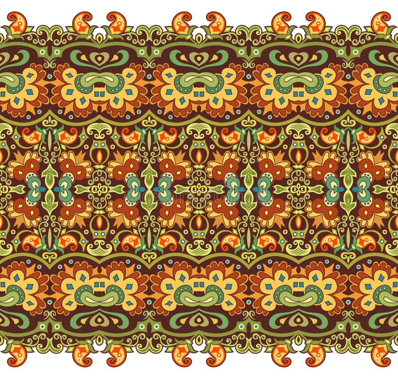 Abstract Ethnic Nature Tile Stripe Seamless Border Stock Vector ...