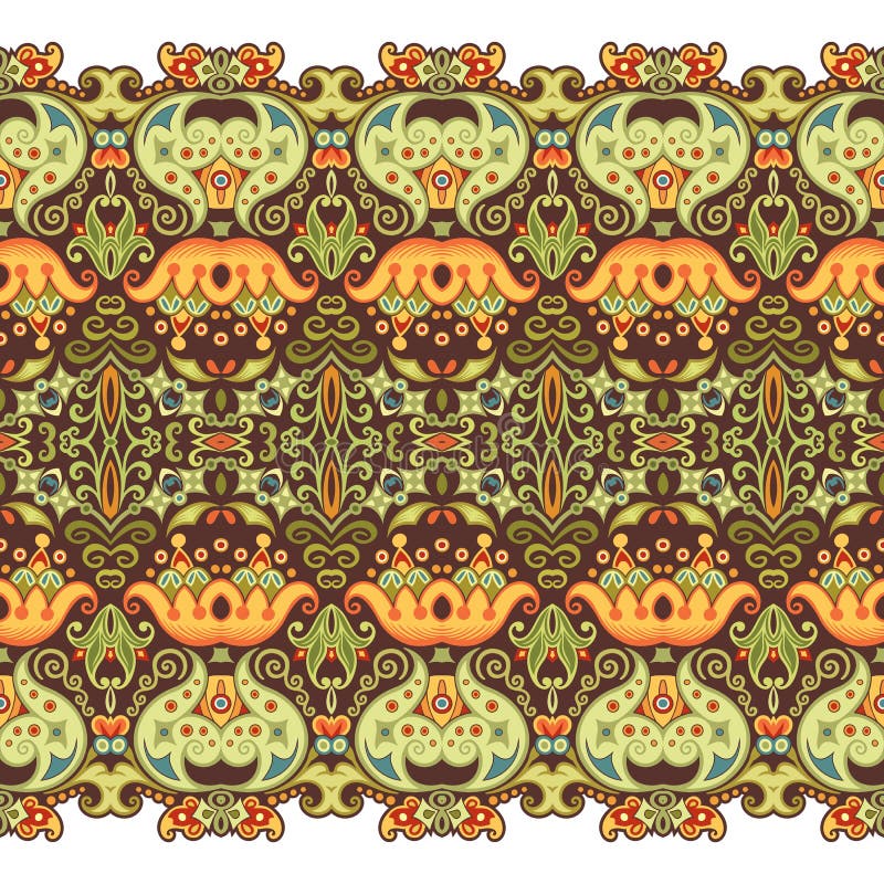 Abstract Ethnic Nature Tile Stripe Seamless Border Stock Vector ...