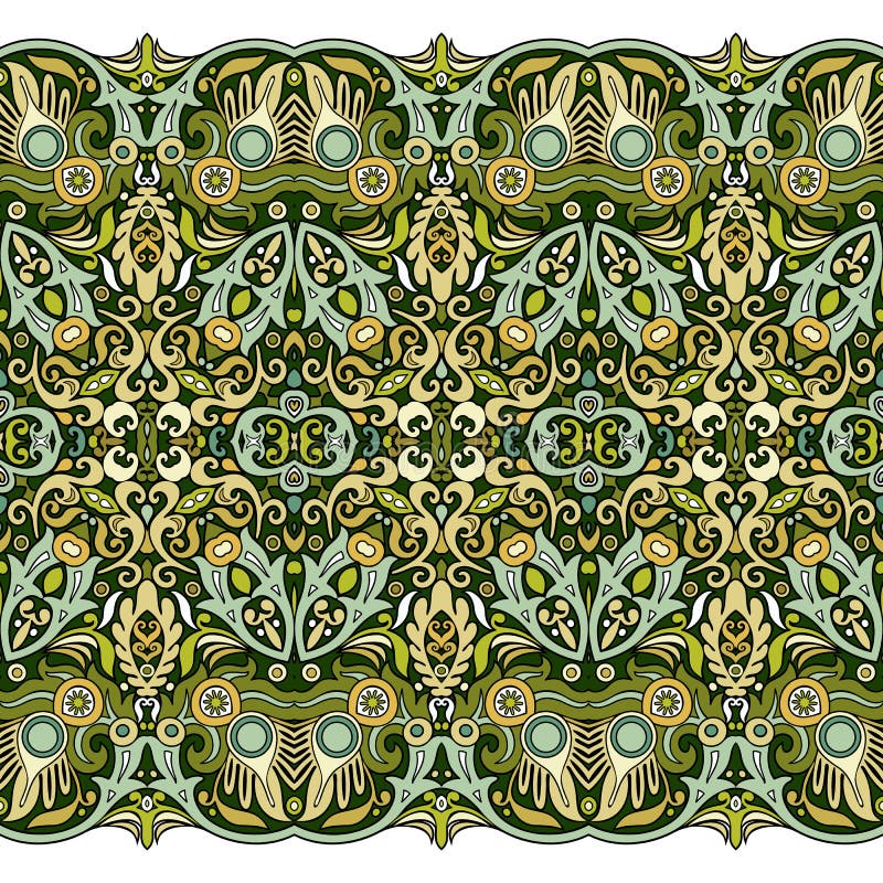Abstract Ethnic Nature Tile Stripe Seamless Border Stock Vector ...