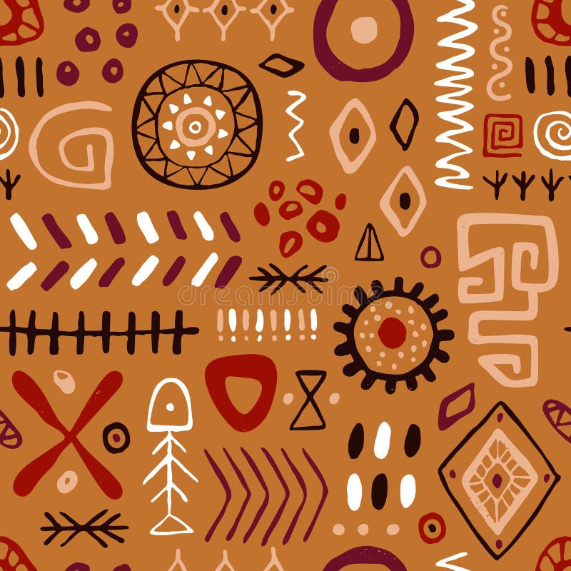 Abstract Ethnic Pattern with Tribal Elements. Seamless Folk Background ...