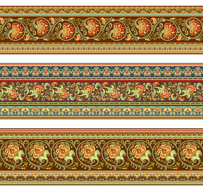 Abstract Ethnic Stripes. Ornamental Borders Set Stock Vector ...