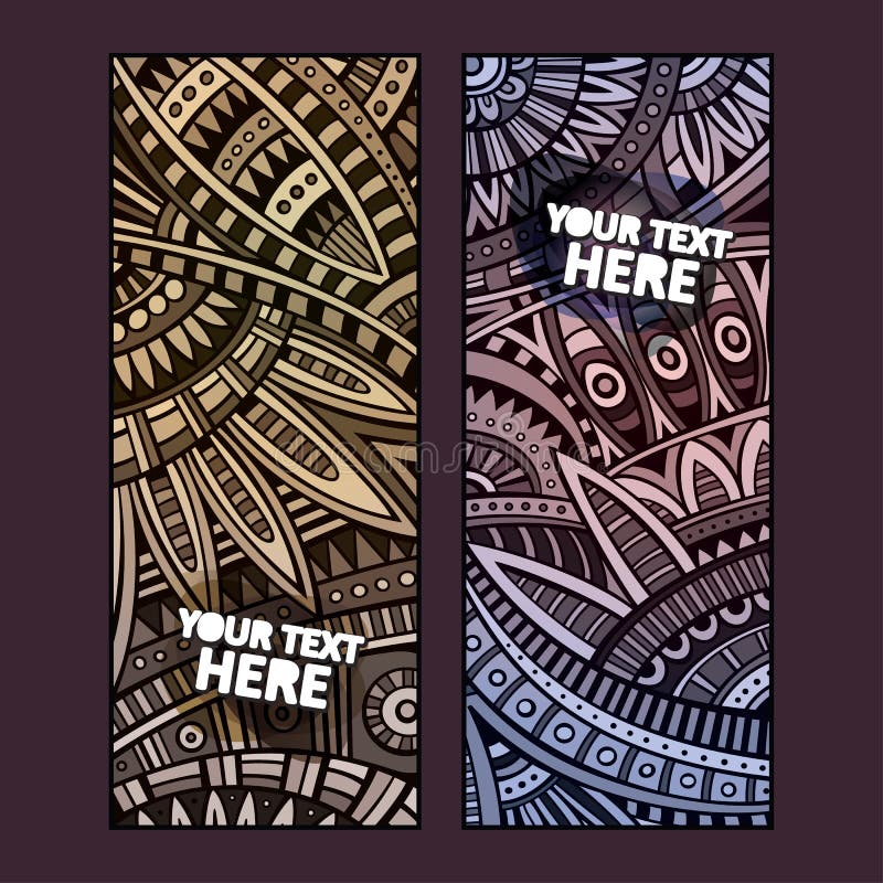 Abstract Ethnic Vintage Pattern Cards Stock Vector - Illustration of ...