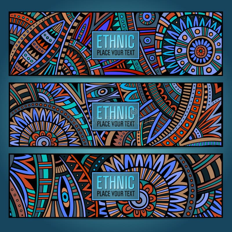 Abstract Vector Ethnic Pattern Cards Set Stock Vector - Illustration of ...