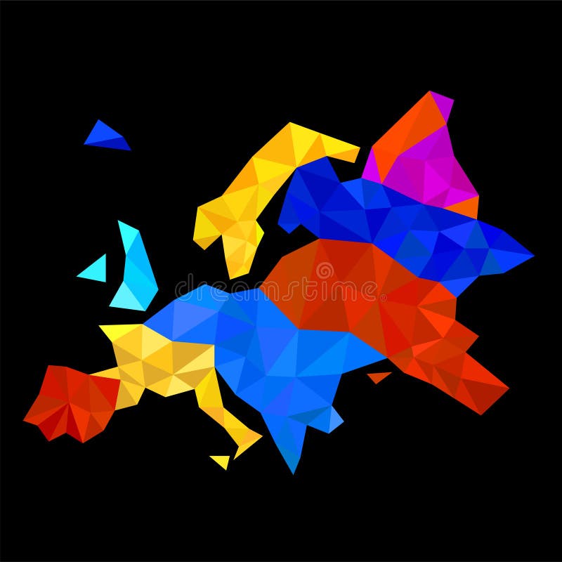 Abstract Europe Map in Geometric Polygonal Style Stock Vector ...