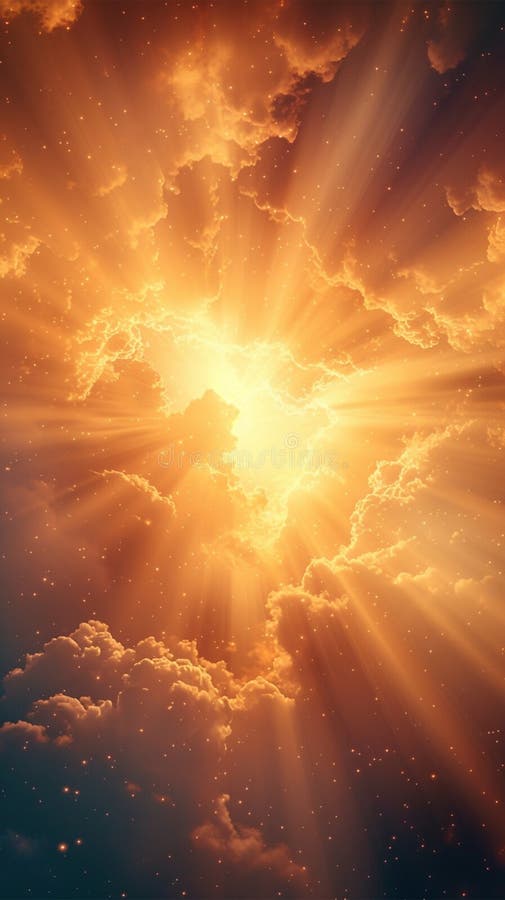 Abstract Evening Sky Sunset with Clouds and Radiant Light Rays Stock ...