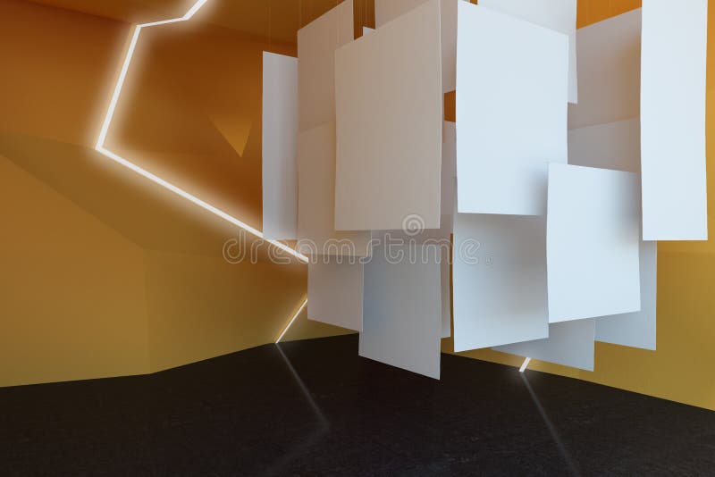 Exhibition Hall with Empty Billboards Stock Illustration - Illustration ...