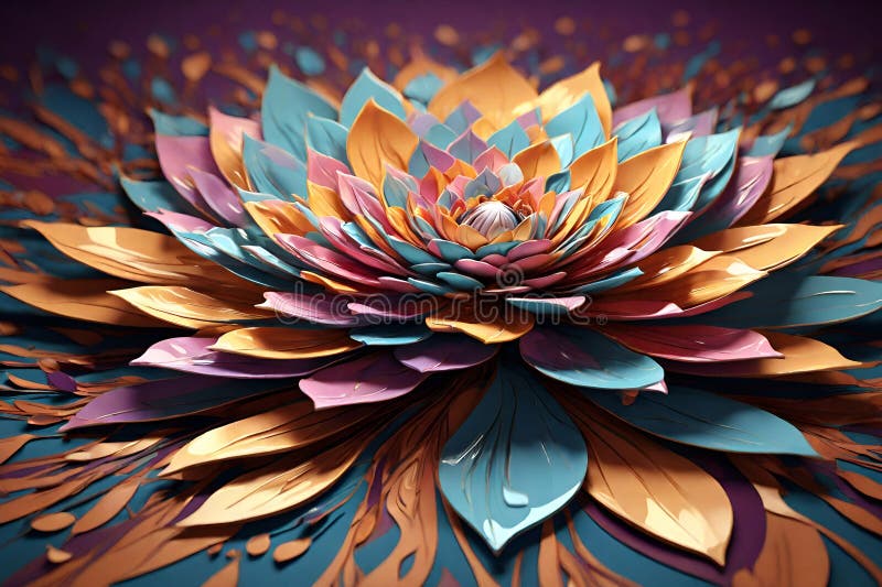 Abstract Exotic Flower 3D Surreal Illustration Mysterious Psychedelic ...