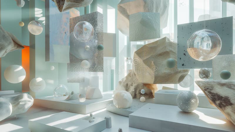 In The Abstract Expanse Of The Background An Array Of 3d Objects