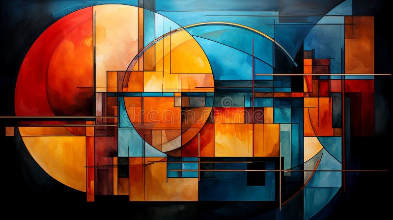 Abstract Experimental Combinations of Various Colored Geometric Shapes ...