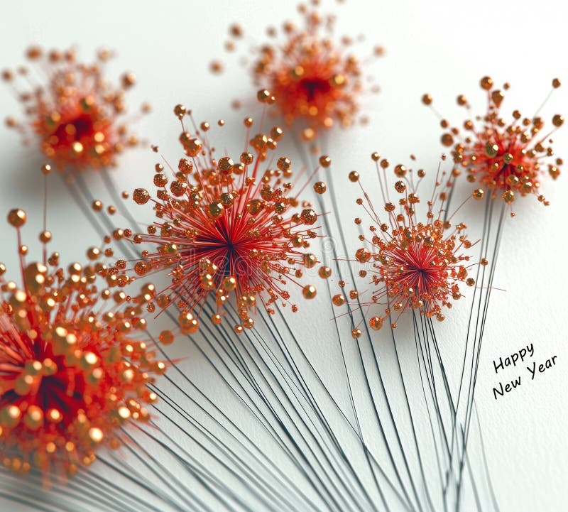 Abstract Exploding Fireworks with Red and Gold Particles on a Happy New ...