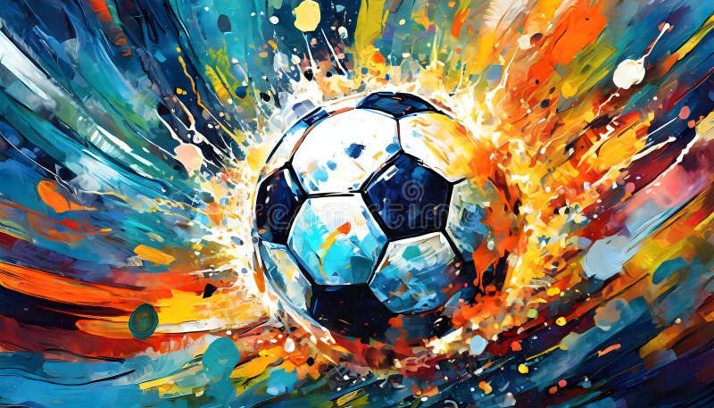 Abstract Exploding Photon Football Acrylic Paint Maximalism on Digital ...