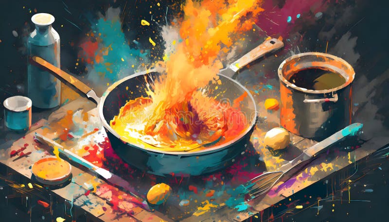 Abstract Exploding Photon Isometric View of Cooking Acrylic Paint Stock ...