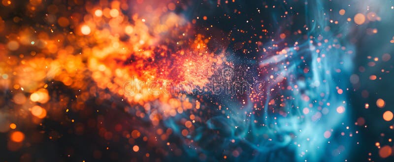 Abstract Exploding Planet with Blue and Red Flames Stock Illustration ...