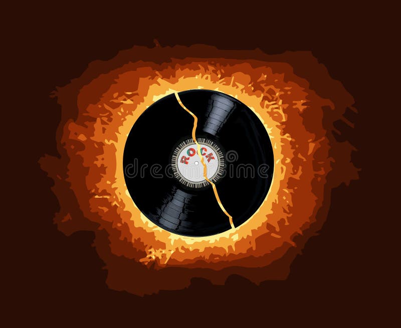 Abstract Exploding Record Over Fire Stock Vector - Illustration of fire ...