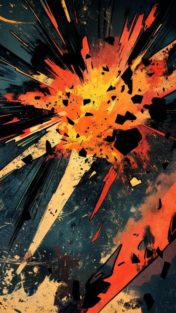 Abstract Explosion Art with Dynamic Colors and Textures, Dramatic ...