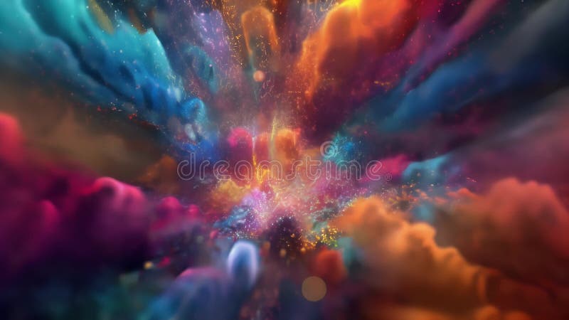 An Abstract Explosion of Colored Particles Each One Merging and ...