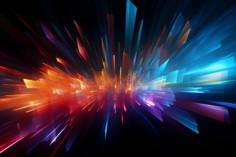 Abstract Explosion of Colorful Light Rays in Dark Space. Generative AI ...