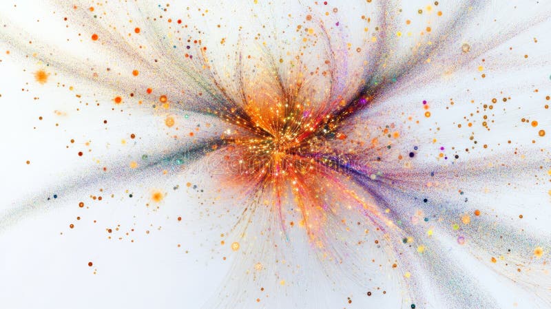 Abstract Explosion of Colorful Particles on White Background, Digital ...