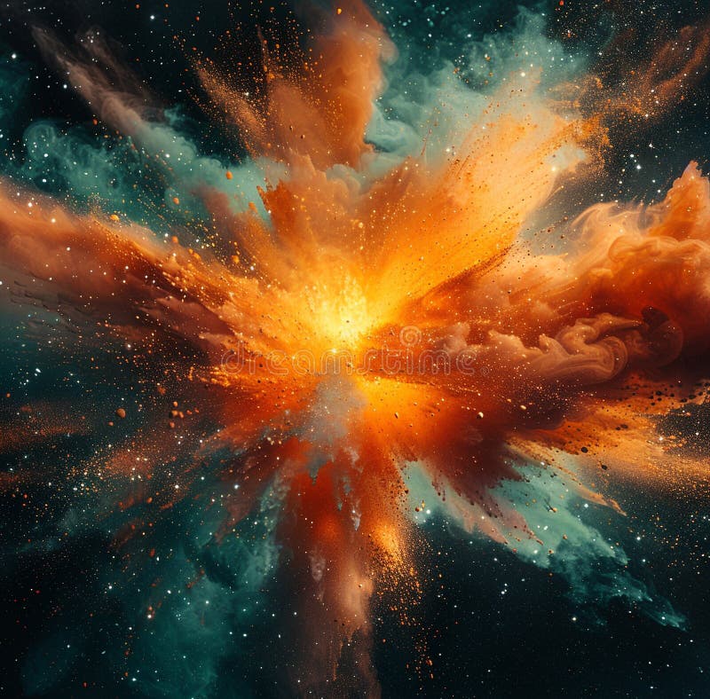 Abstract Explosion of Colors in a Cosmic Backdrop Stock Illustration ...
