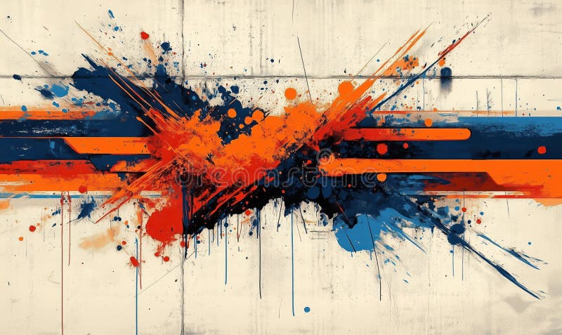 Abstract Explosion of Colors with Orange and Blue Splashes on Textured ...