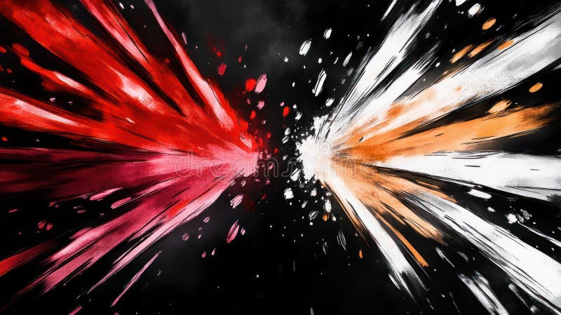 Abstract Explosion of Colors in Red, White, and Orange Against a Black ...