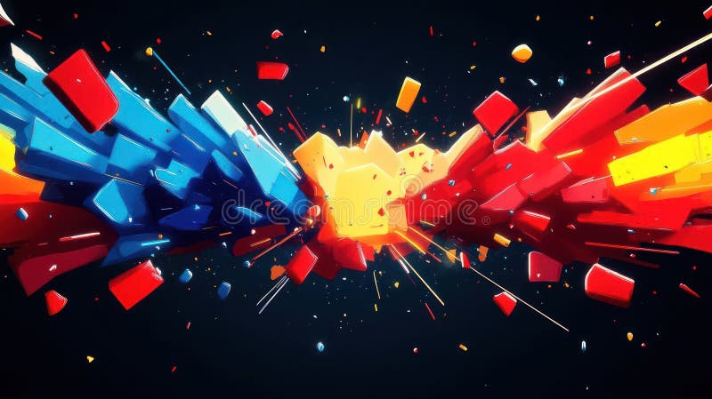 Abstract Explosion of Colors Representing Conflict or Energy Stock ...