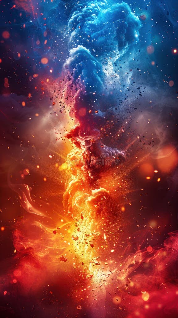 Abstract Explosion of Fire and Smoke in Space. Generative Ai Stock ...