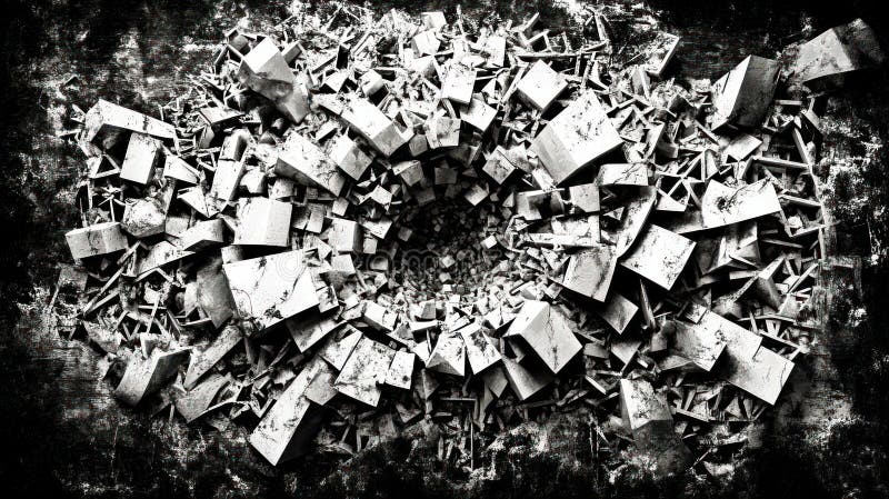 Abstract Explosion of Fragmented Shapes Creating a Dynamic Focal Point ...