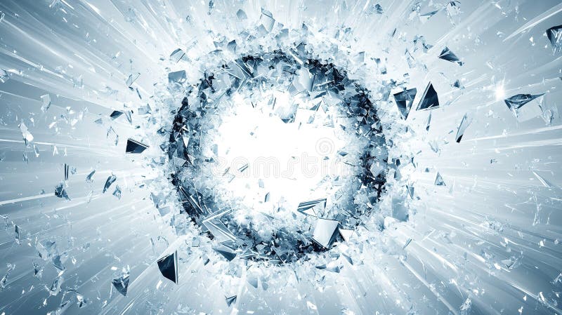 Abstract Explosion of Glass Shards Creating a Circular Vortex Effect ...