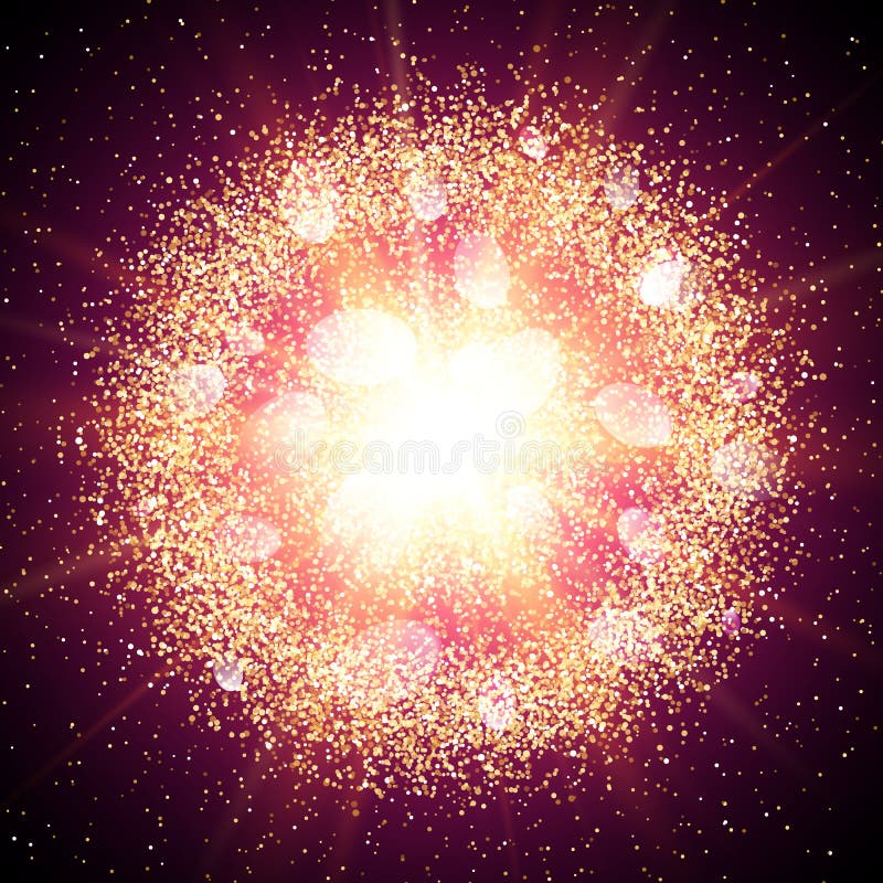 Big Sale Banner. Abstract Explosion with Gold Glittering Elements ...