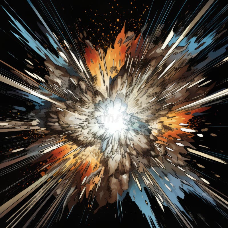 Abstract Explosion Illustration on Black Background Stock Illustration ...