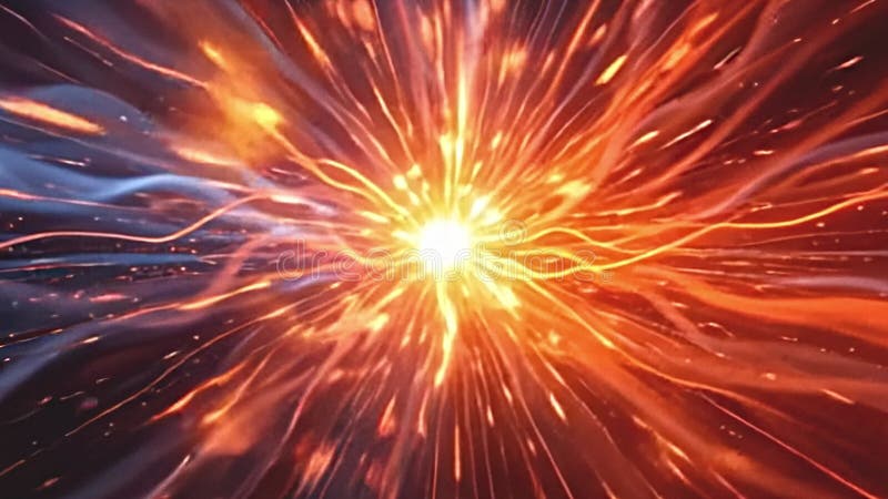 Abstract Explosion of Luminous Fire Sparks, Captured in Fluid ...