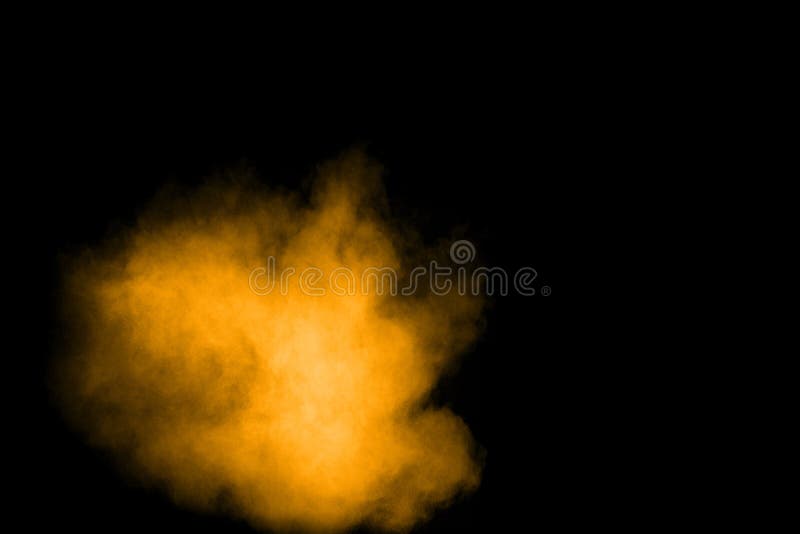 Abstract Explosion of Orange Dust on Black Background. Freeze Motion of ...