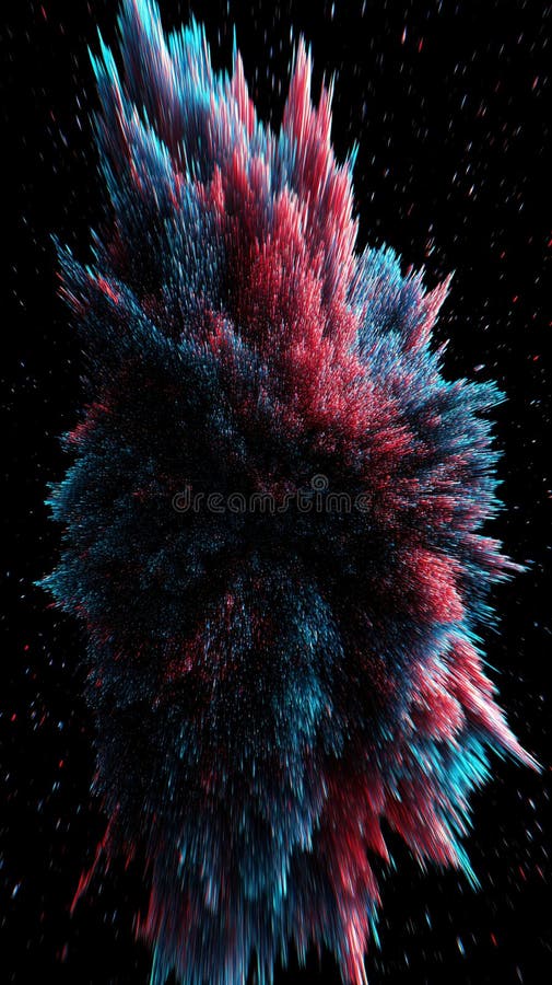 Abstract Explosion of Red and Blue Matter in Space Against a Dark ...